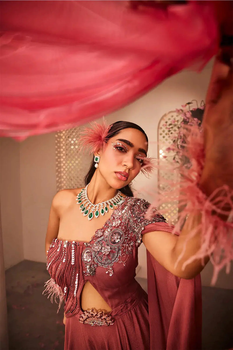 Rizutte One Piece Dress In Redwood Color For Party Wear (D65)– PAAIE