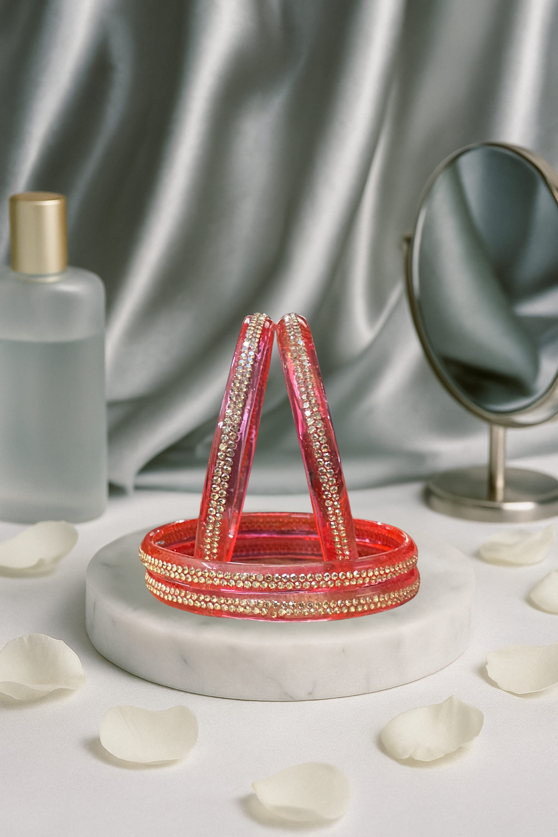 Women's and girls' designer glass kada set with diamond stones– PAAIE