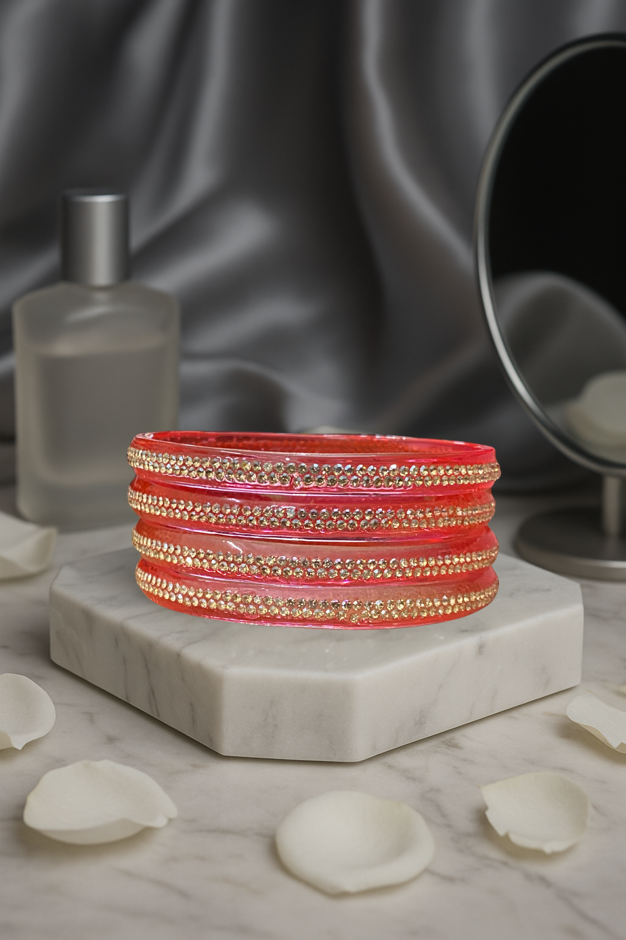 Women's and girls' designer glass kada set with diamond stones– PAAIE