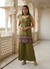 Mehndi Green Silk Golden Zari Stone Work Suit Palazzo Set– PAAIE