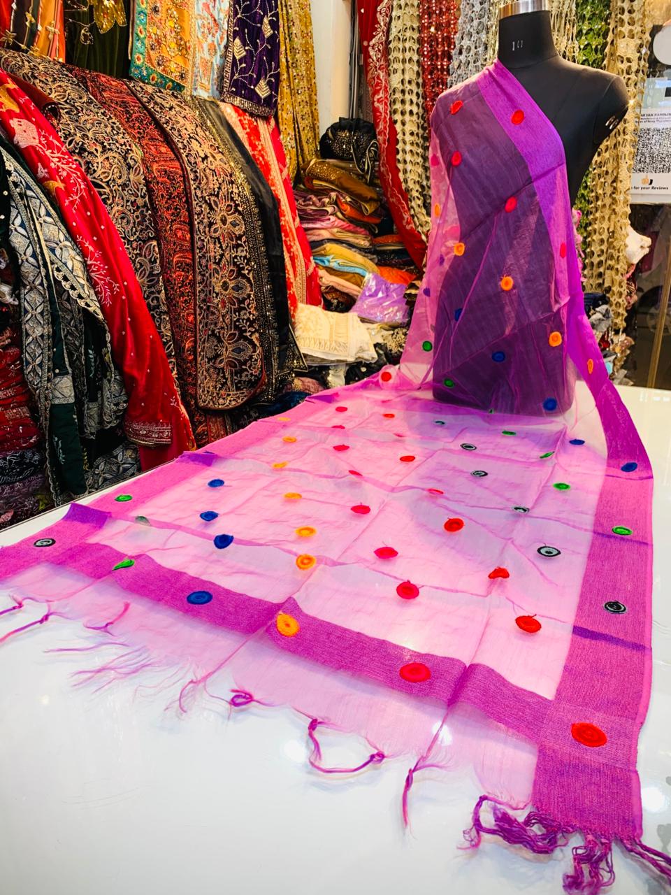 Light Purple Tissue Organza Embroidered Dupatta | Festive Sheer Wear– PAAIE