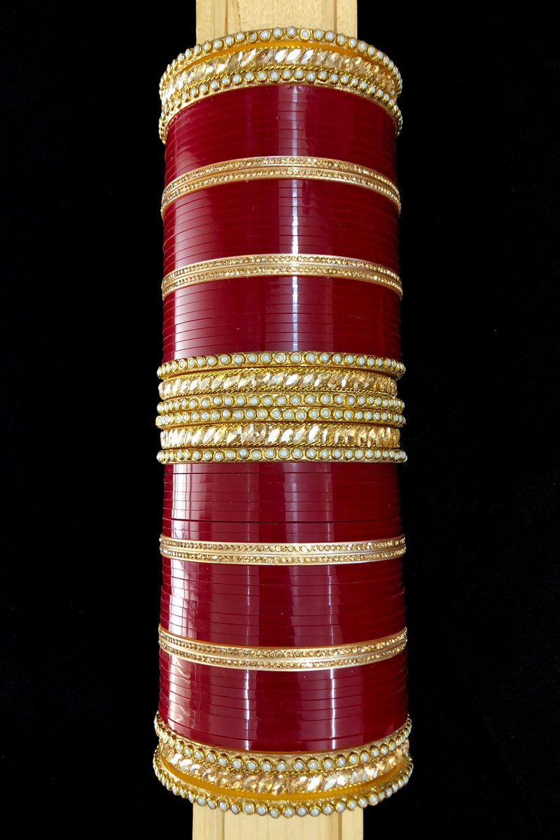 Women's Beautiful Traditional Designer Bridal Red & Golden Color Chuda ...