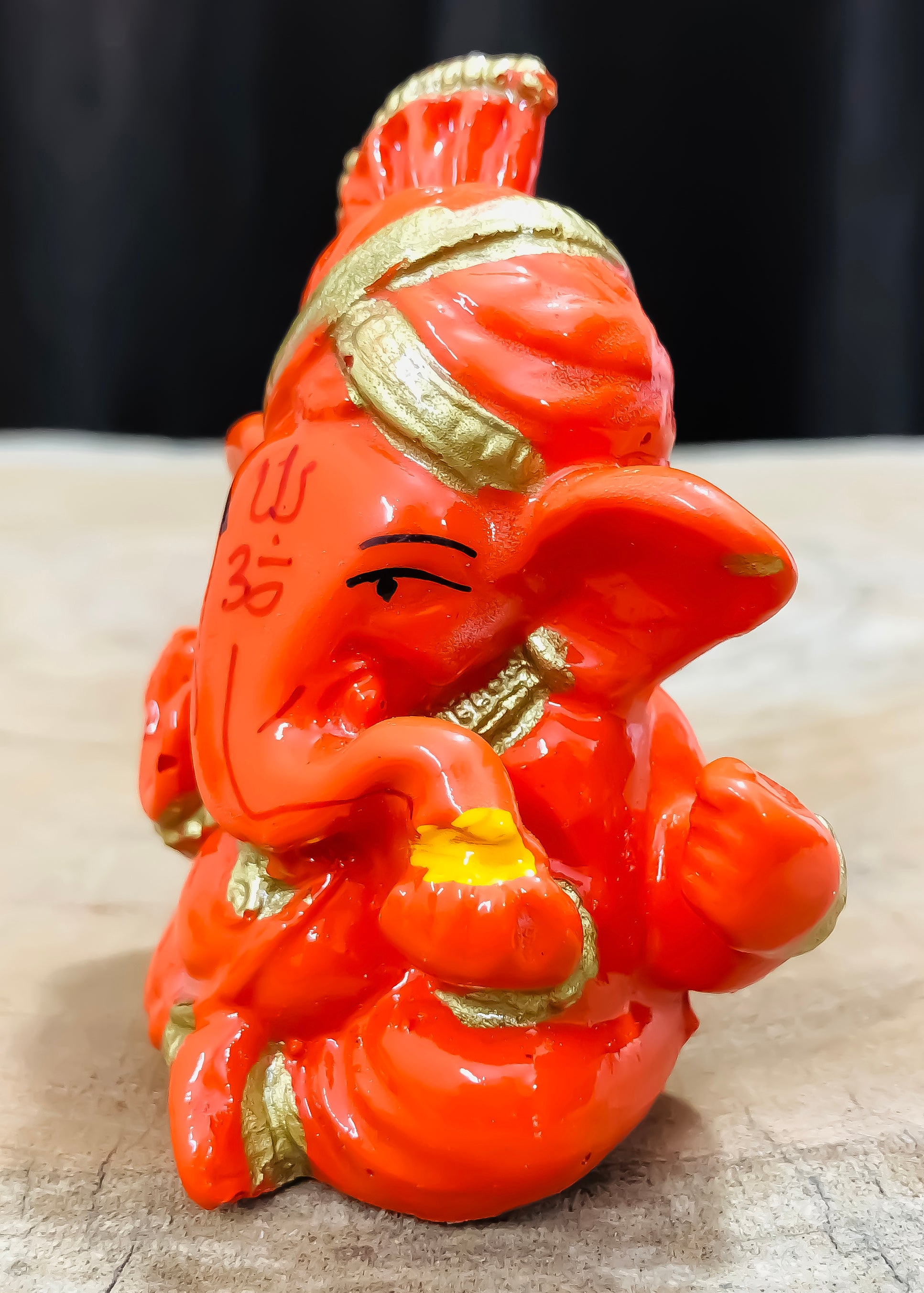 Lord Ganesha in Pagdi Idol Orange Color Mini Lord Ganesha, Mini for Ho ...