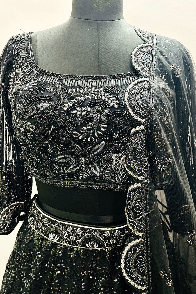 Gorgeous Lehenga with Black Net Embroidery for Party Wear– PAAIE