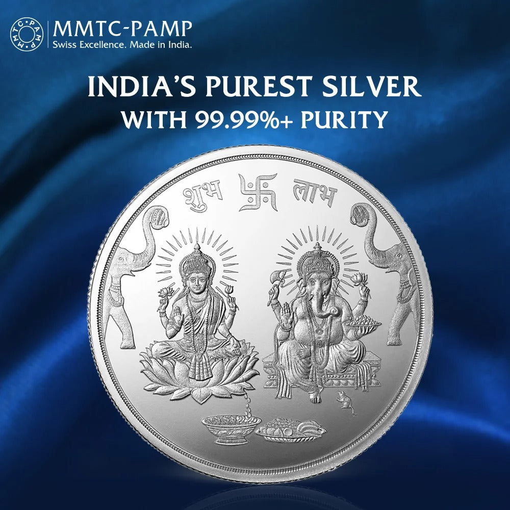 999 MMTC Lakshmi Ganesha Pure Silver Coin: Symbol of Blessing– PAAIE
