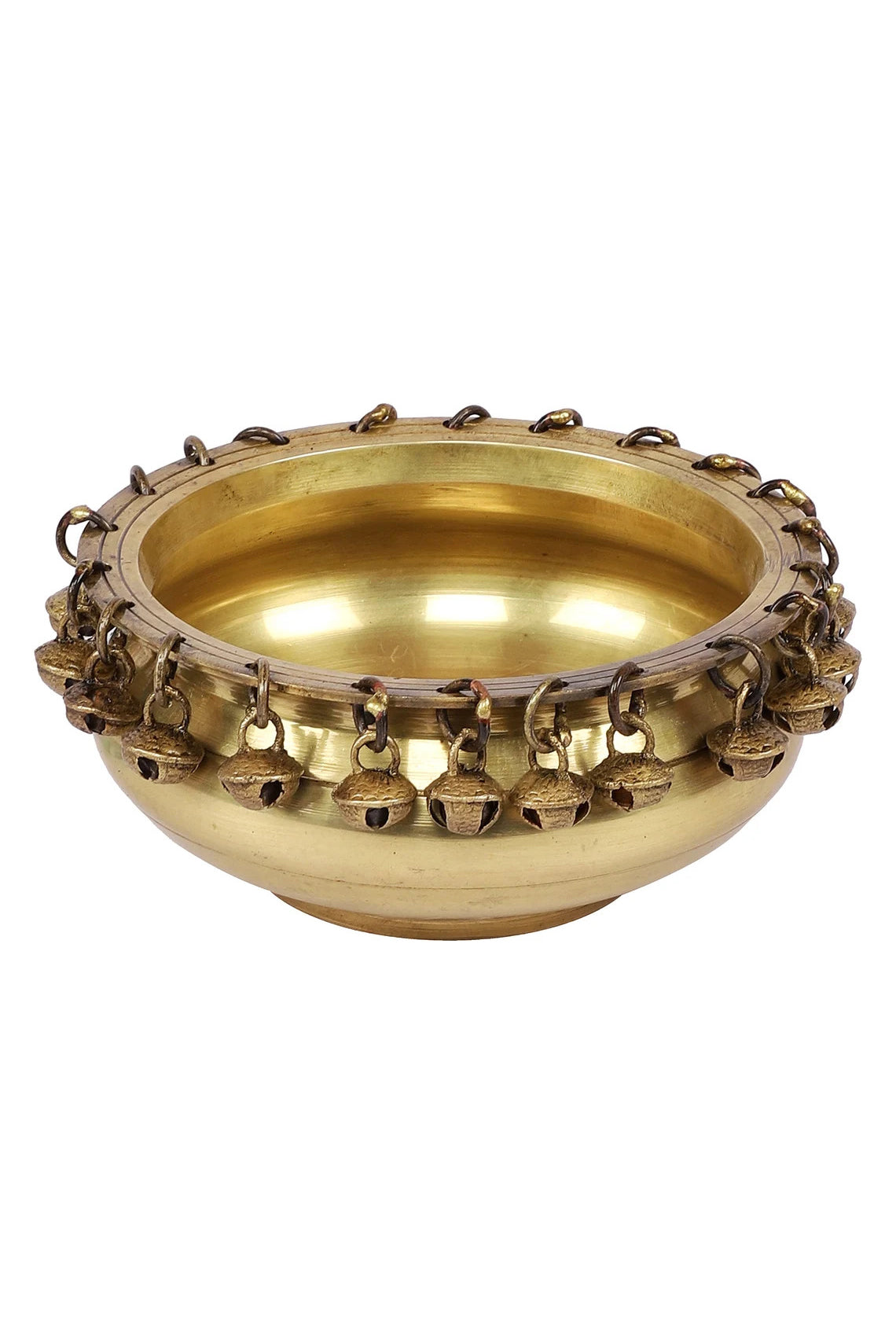 Brass Urli Traditional Bowl with Bells, Centre Table Decor, Brass Deco ...