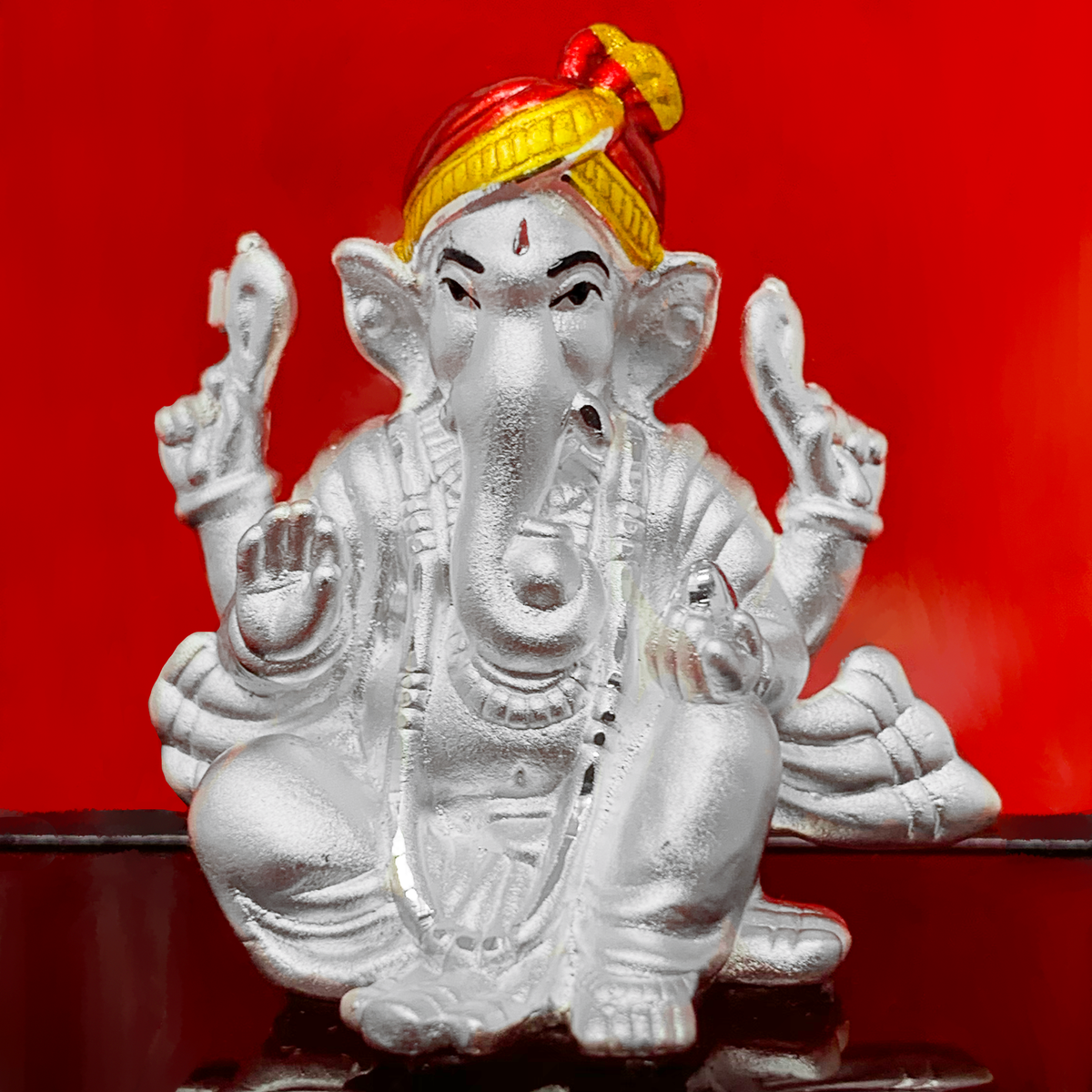 Pure Silver Ganesha Idol with Turban - Unique and auspicious design.– PAAIE