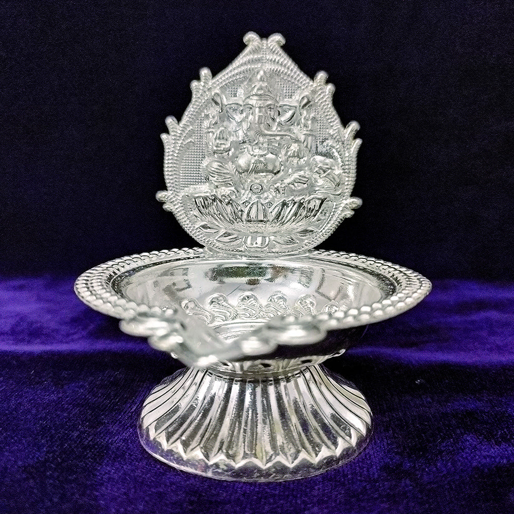 925 Silver Ganesha Diya For Pooja, Diwali Pooja (Design 57)– PAAIE