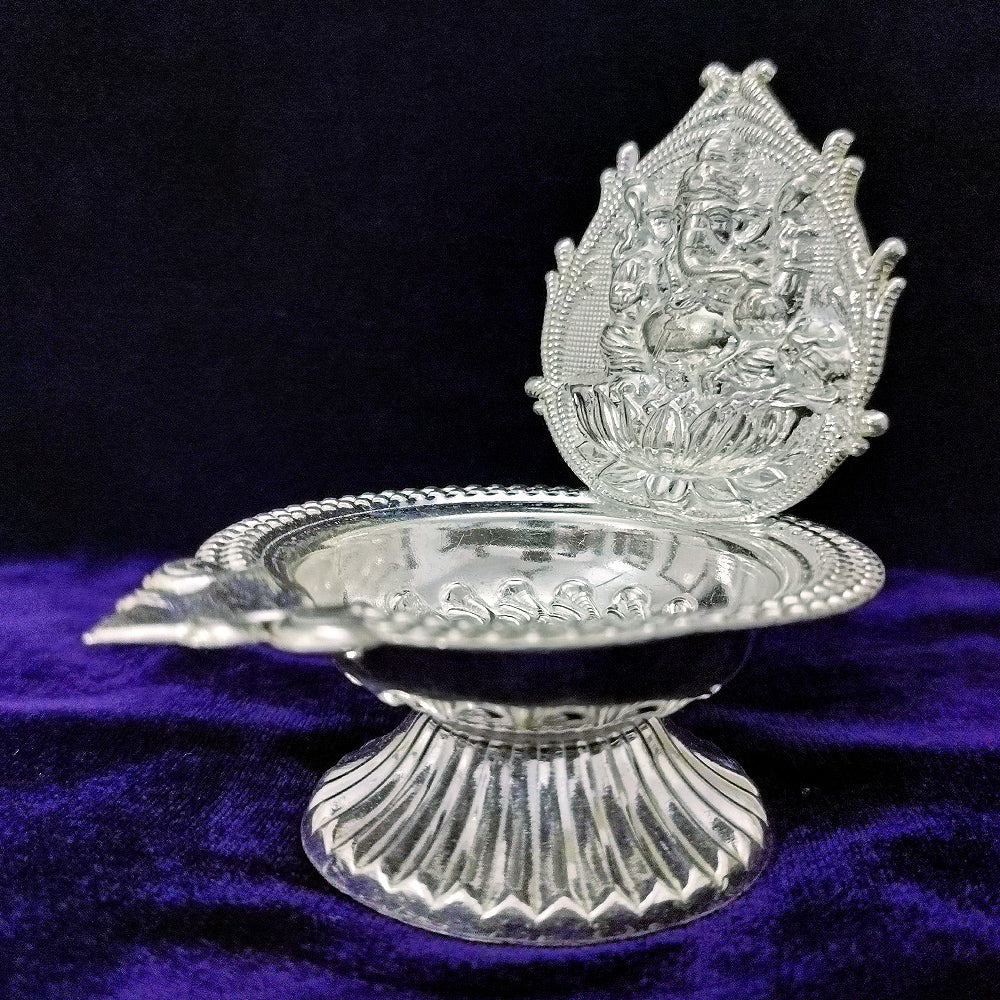 925 Silver Ganesha Diya For Pooja, Diwali Pooja (Design 57)– PAAIE
