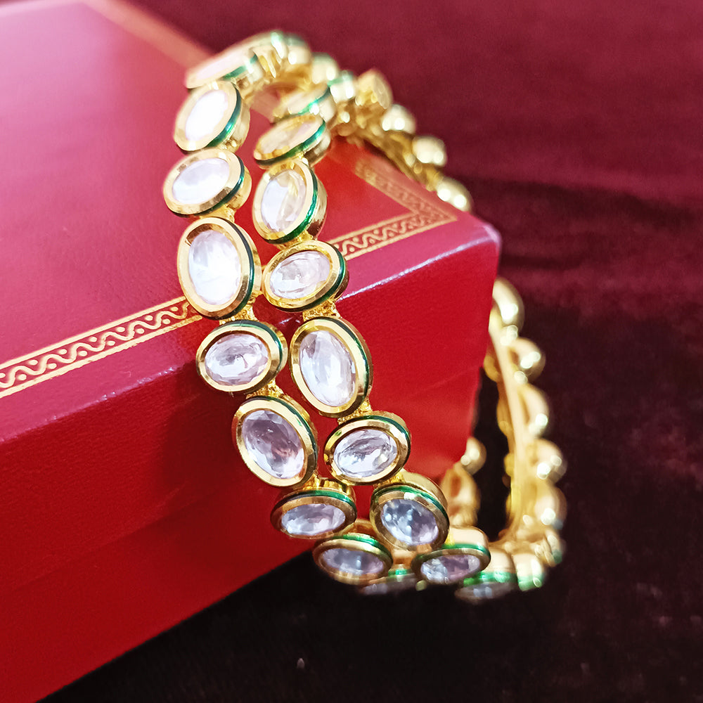 Designer Gold Plated Royal Kundan Openable Bracelet (Design 96)– PAAIE
