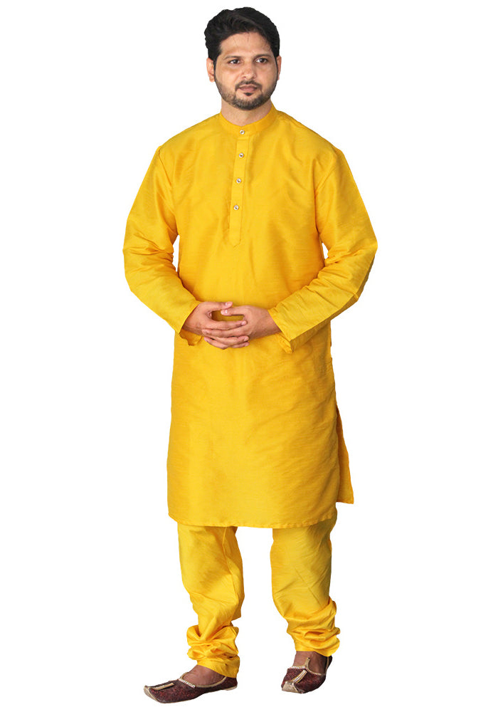 Yellow Silk Kurta Pajama for Festive & Wedding Wear Buy Now– PAAIE