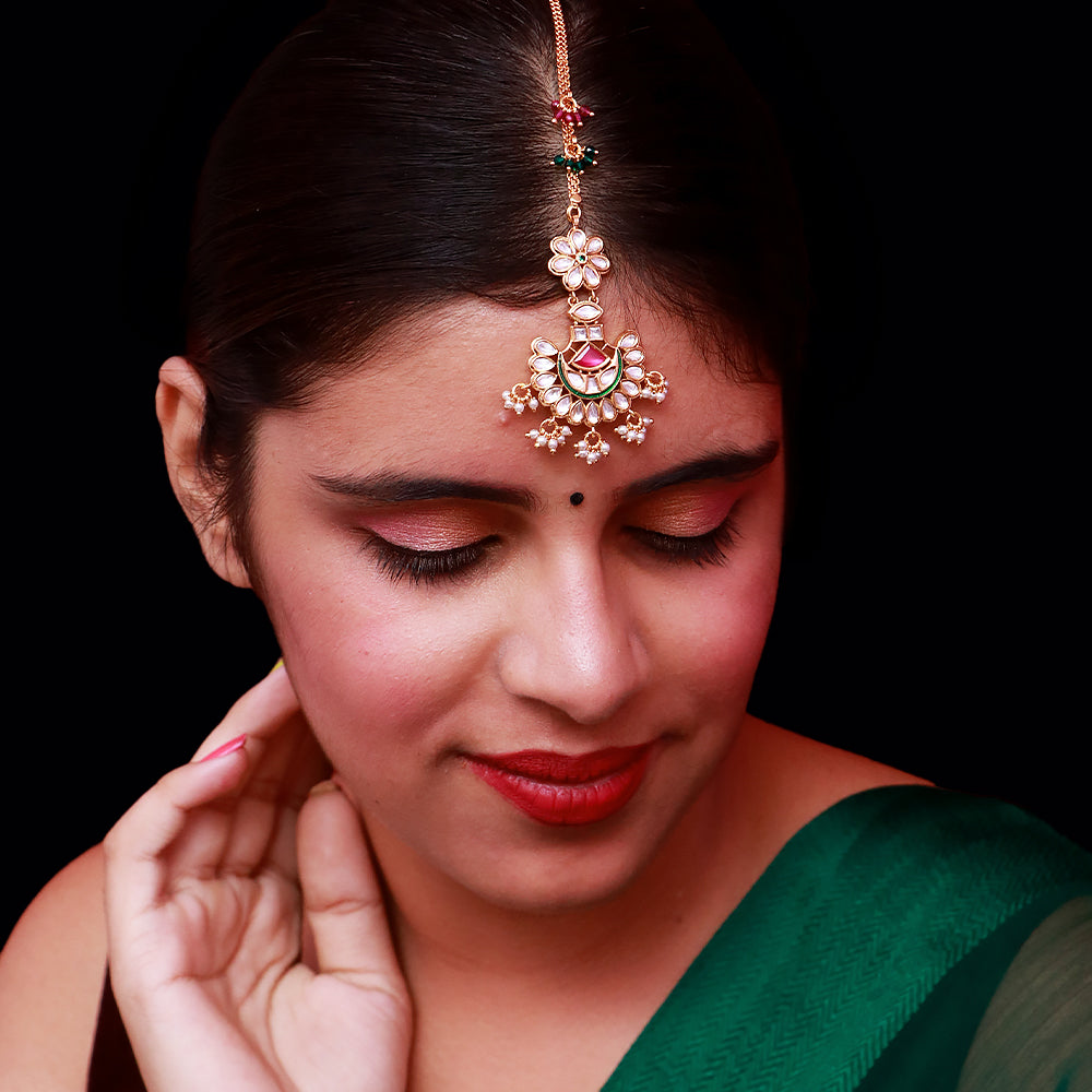 Designer Gold Plated Royal Kundan Maangtikka (D53)– PAAIE